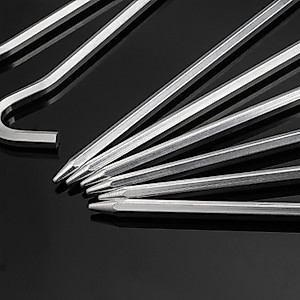 Tent Pegs - 18Pcs Aluminium Tent Stakes Pegs with Hook - 7’’ Hexagon Rod Stakes Nail Spike Garden Stakes Camping Pegs for Pitching Camping Tent, Canopies