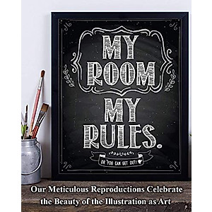 My Room My Rules - 11x14 Unframed Cool Art Print Posters for Teens - Cute Decor for Teen Room Aesthetic, Stuff for College Dorm Room Essentials - Cheap Gift Under $15