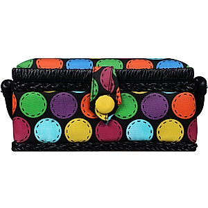 SINGER Polka Dot Small Sewing Basket with Sewing Kit Accessories