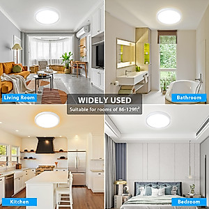 Unicozin Dimmable Ceiling Light with Remote Control, 8.7Inch 18W 3000K-6000K Light Color Adjustable, Round LED Flush Mount Ceiling Lamp, White Flat Panel Light for Dining Room, Bedroom, Kitchen,Wired