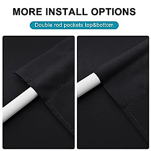 Hiasan French Door Curtains for Small Window, Rod Pocket Short Front Sidelight Curtain, 1 Panel (Black, W 24 inch x L 40 inch)