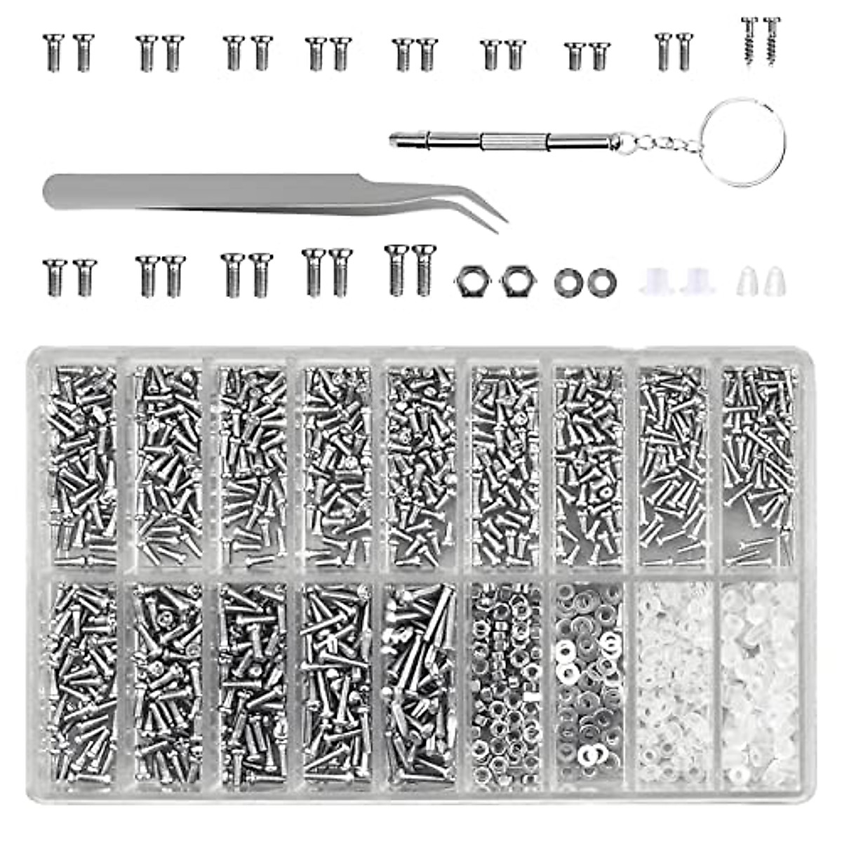 1000 Pieces Eyeglasses Repair Kit Include Nose Pads Micro Screwdriver Screws Nut Washer Eye Glass Repairing Tool for Eyewear Spectacles