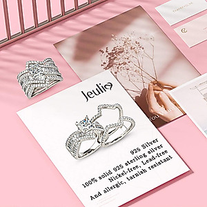 Jeulia 2 Carat Princess Cut Wedding Ring Sets for Women Bypass 925 Silver Engagement Rings CZ Diamond Cubic Zirconia Bridal Rings Anniversary Promise With Jewelry Box (8)