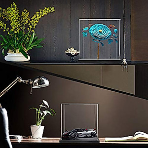 HEMYLU Display Case with Black Velvet Base, Simple Self-Assembly Clear Acrylic Display Box with Lid, 11 Inch Cube Countertop Box for Collectibles, Home Organization (11x11x11 inch)