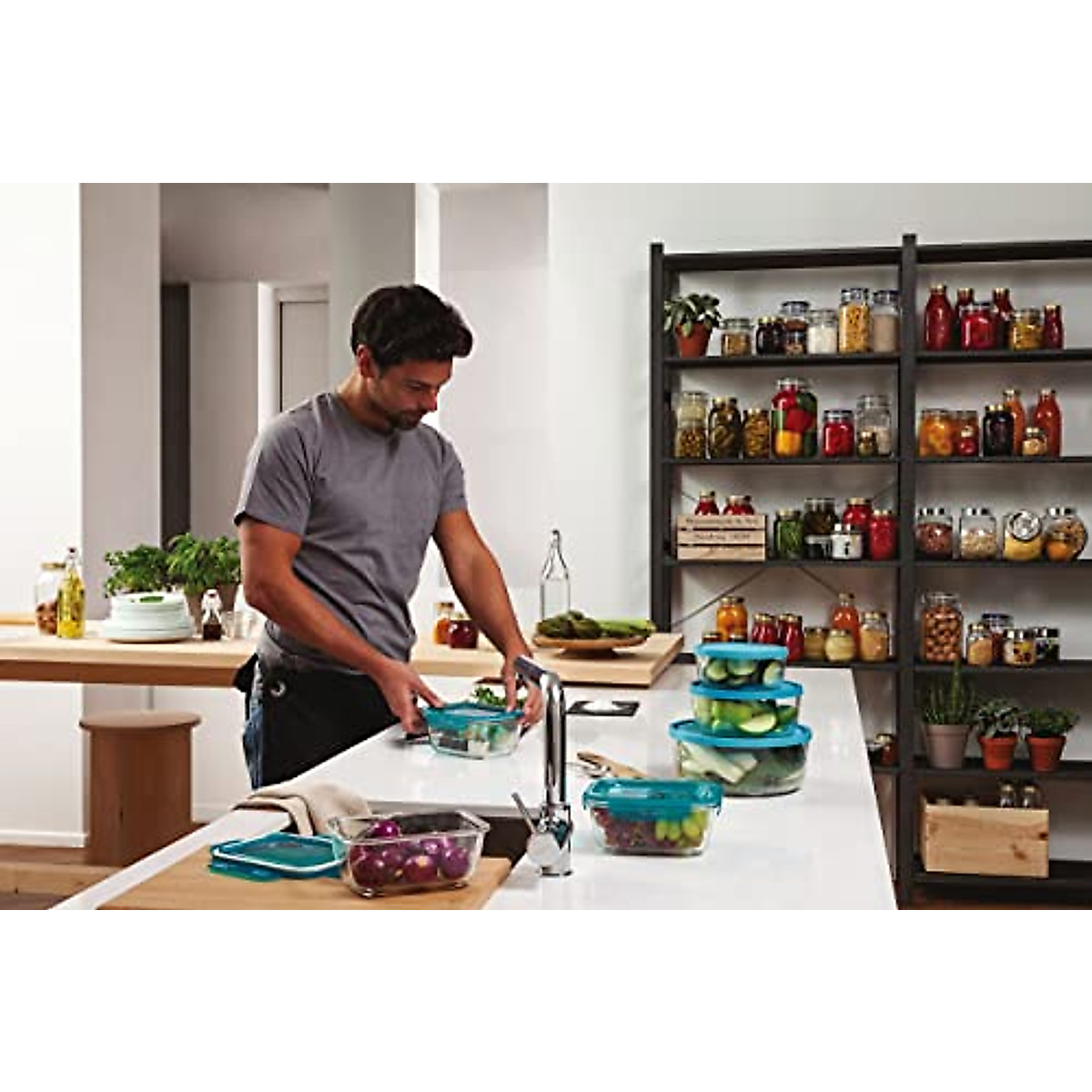 Bormioli Rocco Evolution Slate Grey Glass 8 Piece Storage Set