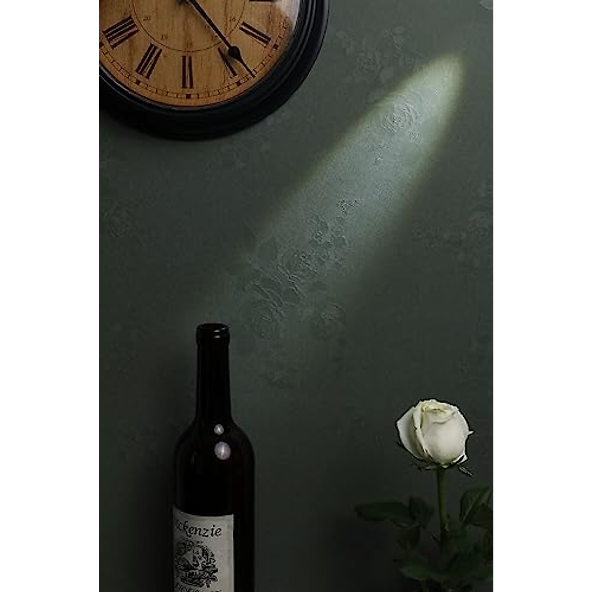 Dimoon 236"x17.7" Leaf Green Flower Thicken Advanced Texture Wallpaper Peel and Stick Green Leaf Floral Wallpaper Waterproof Contact Paper Grey Green Self Adhesive Wallpaper Removable Vinyl Roll