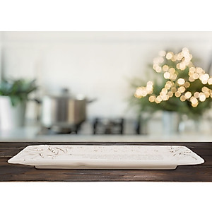 DEMDACO Road To Bethlehem Cream 16 x 8 Ceramic Earthenware Christmas Serving Platter