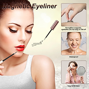 Magnetic Eyelashes Kit, Magnetic Lashes Natural Look, 3D Reusable Magnetic Eyelashes with Eyeliner, False Eyelashes with 2 Tubes of Eyeliner & Tweezers - Easy to Use