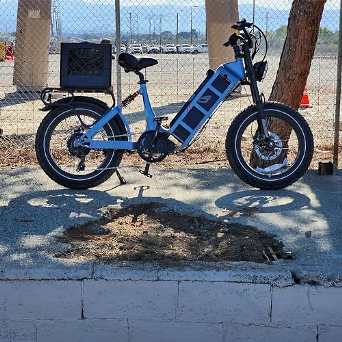 eAhora Juliet [2024 Upgraded] Electric Bike for Adults Peak 1200W Ebike 48V 60Ah 100-200Miles Long Range E-bike 20" Fat Tires Full Suspension Electric Bicycle Juliet Blue-Gray
