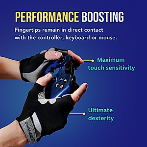 ONISSI Pro Gaming Gloves for Sweaty Hands|Gamer Grip Gloves for Video Games|Sim Racing Gloves for Men and Women|Anti Sweat, Half Finger Gaming Gloves for PS4/PS5/Xbox/Computer/PC/VR/Mobile/Sim Racer