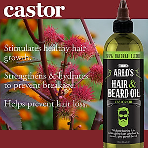 Arlo's Hair and Beard Oil with Castor Oil 8 oz. - Hair Oil, Mustache Oil and Beard Oil Growth