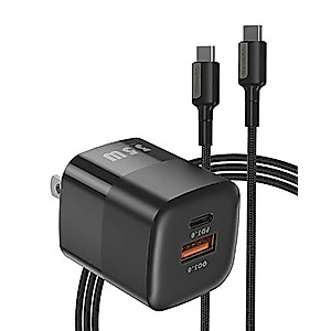Kuulaa Usb C Charger Fast Charging Block,35W Max GaN Dual Port PD 3.0 & QC 3.0 Type C Charging Block With Usb C Cable for iPhone 14/13/12/11/Samsung Galaxy S23 Ultra/S22 Ultra/Macbook Pro/Air And More