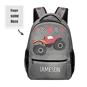 Eiis Cool Monster Truck Personalized School Backpack for Teen Kid-Boy /Girl Primary Daypack Travel Bookbag One Size P22889 P22889