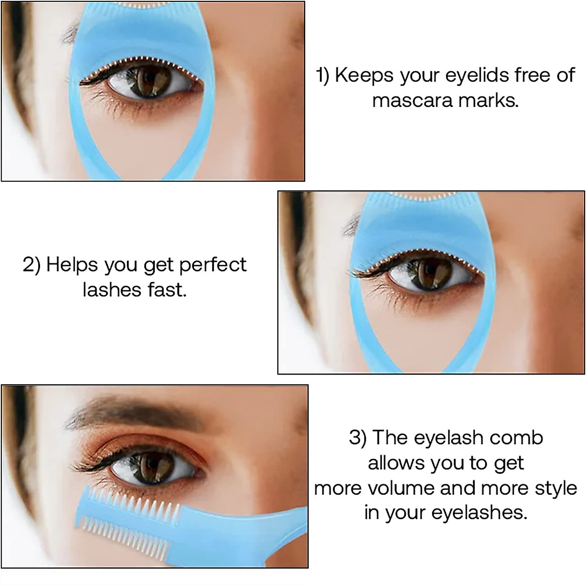 Pack of 2 Mascara Shield Applicator Guard, Lash Shield for Mascara, 3 in 1 Eyelashes Tools Mascara Shield Applicator Guard, No Mess Mascara Guard, Eyelid Shield for Putting on Mascara