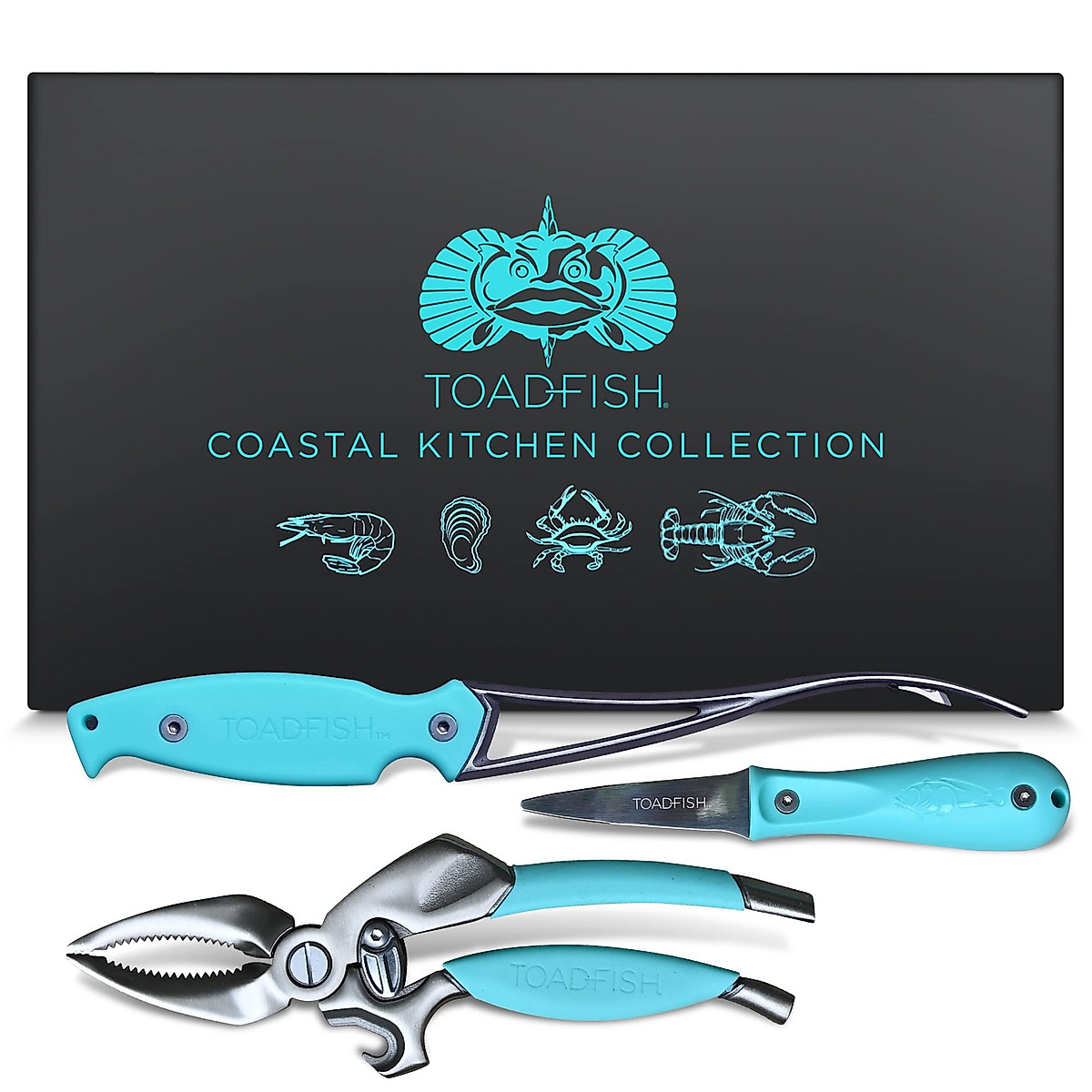 Toadfish Coastal Kitchen Collection - Includes Crab Cracker, Shrimp Deveiner, and Oyster Knife Outfitters