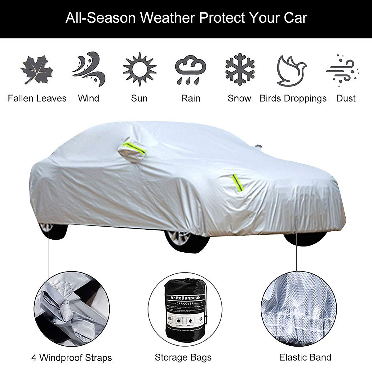 Old street Car Cover Compatible with Toyota Supra GR Coupe 2019-2021, All Weather Waterproof Breathable with Windproof Straps Indoor Outdoor Dustproof Car Tarp with Reflective Strips, Silver