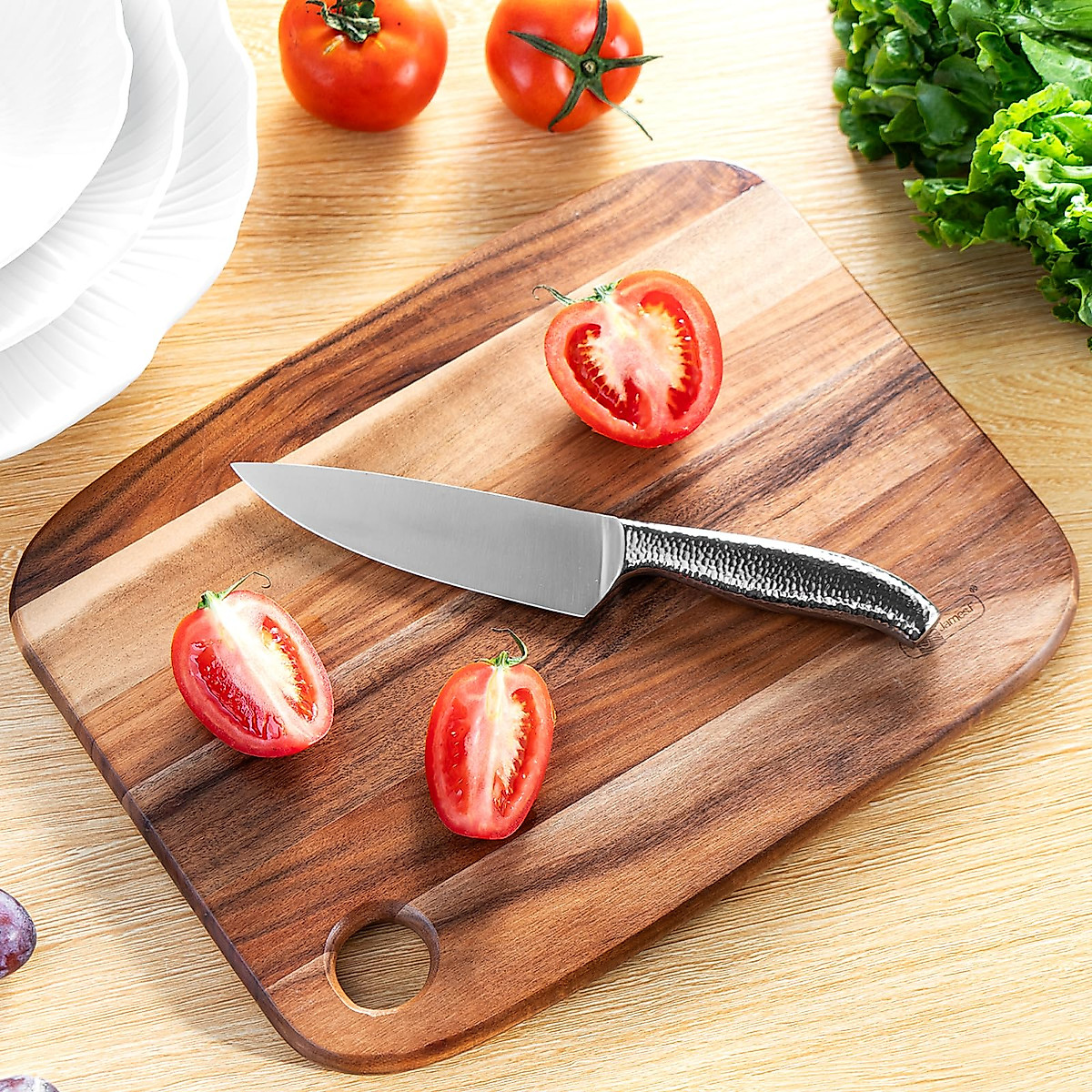 Acacia Wooden Cutting Board,JF JAMES.F Heavy Duty Wood Chopping Boards with Hang Hole, Thick Reversible Cutting Boards Serving Tray for Kitchen, Meat and Cheese Vegetables(18.11 x 11.81 x 0.71 in)