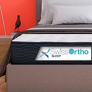 Swiss Ortho Sleep, 12" Inch Memory Foam and Innerspring Hybrid Medium-Firm Plush Mattress/Bed-in-a-Box/Pressure Relieving Bliss, Twin,White