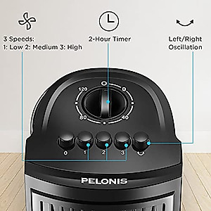 PELONIS 16'' Pedestal Remote Control, Oscillating Stand Up Fan 7-Hour Timer, 3-Speed and Adjustable Height, PFS40A4BBB, Supreme 16"-Black & 30 Inch Oscillating Tower Fan