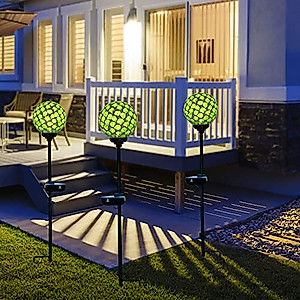 VCUTEKA Solar Lights Outdoor Decorative, Mosaic Solar Garden Light Waterpoof LED Pathway Stake Light for Landscape Lawn Patio Yard Decoration, Green 1 Pack