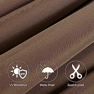 Elevon 9' Outdoor Patio Market Striped Umbrella with Push Button Tilt and Crank, Beige