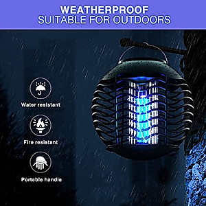 Bug Zapper for Outdoor, Waterproof Electric Mosquito Zapper, Portable Mosquito Killer with 5W UV lamp, Widely Used for Backyard, Patio, Garden, Camping, Night Fishing