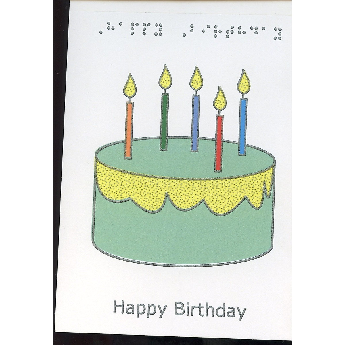 Braille and Tactile Greeting Card: Birthday Candles Colours