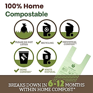 2.6 Gallon Compostable Trash Bags,Extra Thick Kitchen Food Scrap Bags with Handle, Compost Trash Bags Small Certified by BPI &Europe OK Compost, 9.84L