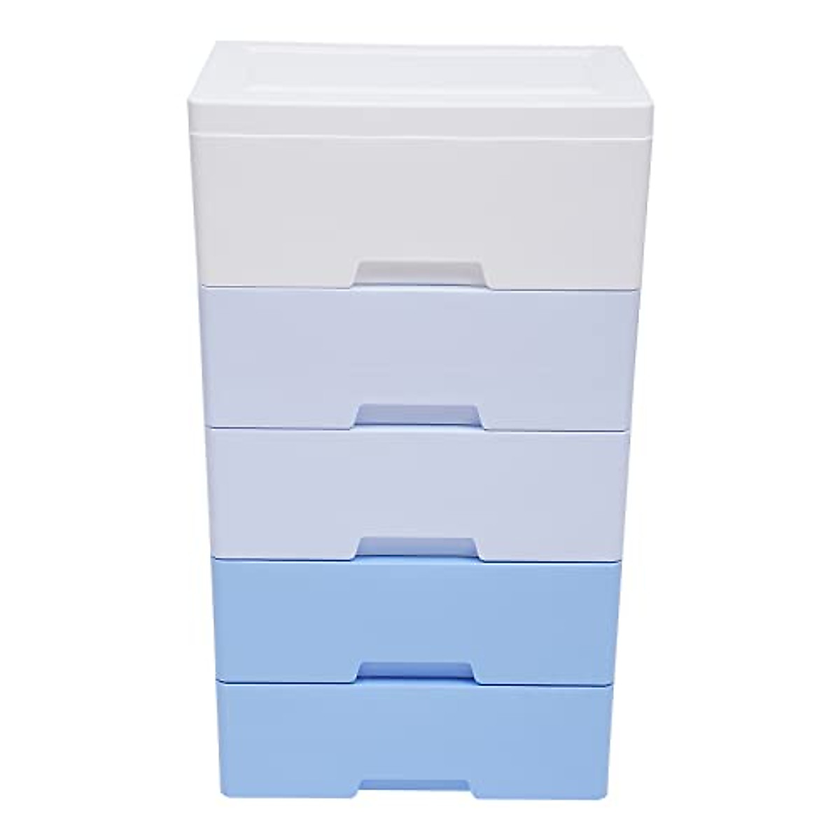 Plastic Drawers Storage Cart Mobile Cabinet with Casters, 5 Drawer Stackable Vertical Clothes Storage Tower Tall Chest Closet, Large Containers Organizer Unit (12"D x 18"W x 33"H - Blue)