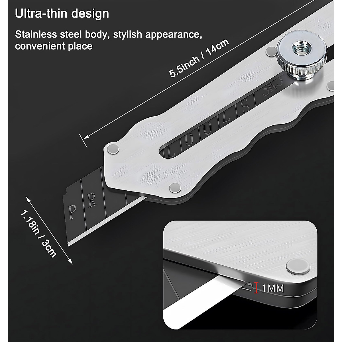 Box Cutter, 2 Pack Stainless Steel Utility Knife, Heavy Duty Box Cutter with 20PCS Replaceable Blades (18mm Wide), Multi-purpose Utility Knives, Retractable Box Cardboard Cutter for Carpet, Craft, DIY