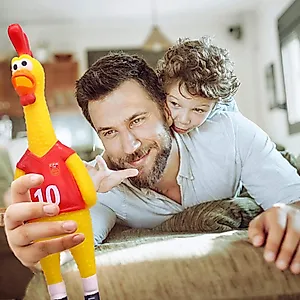 POPLAY 14inch Rubber Chicken Grade Latex Squeeze Chicken Prank Novelty Pet Toys for All Age Groups Gift for Children Family Dogs