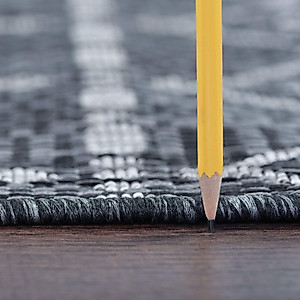 Charcoal Jute Large Water Resistant Indoor Outdoor Rug 8x10 for Entryway Patio Deck Garden Outside Porch Hallway Entry Way Living Room Bedroom Carpet Alfombras para Exteriores