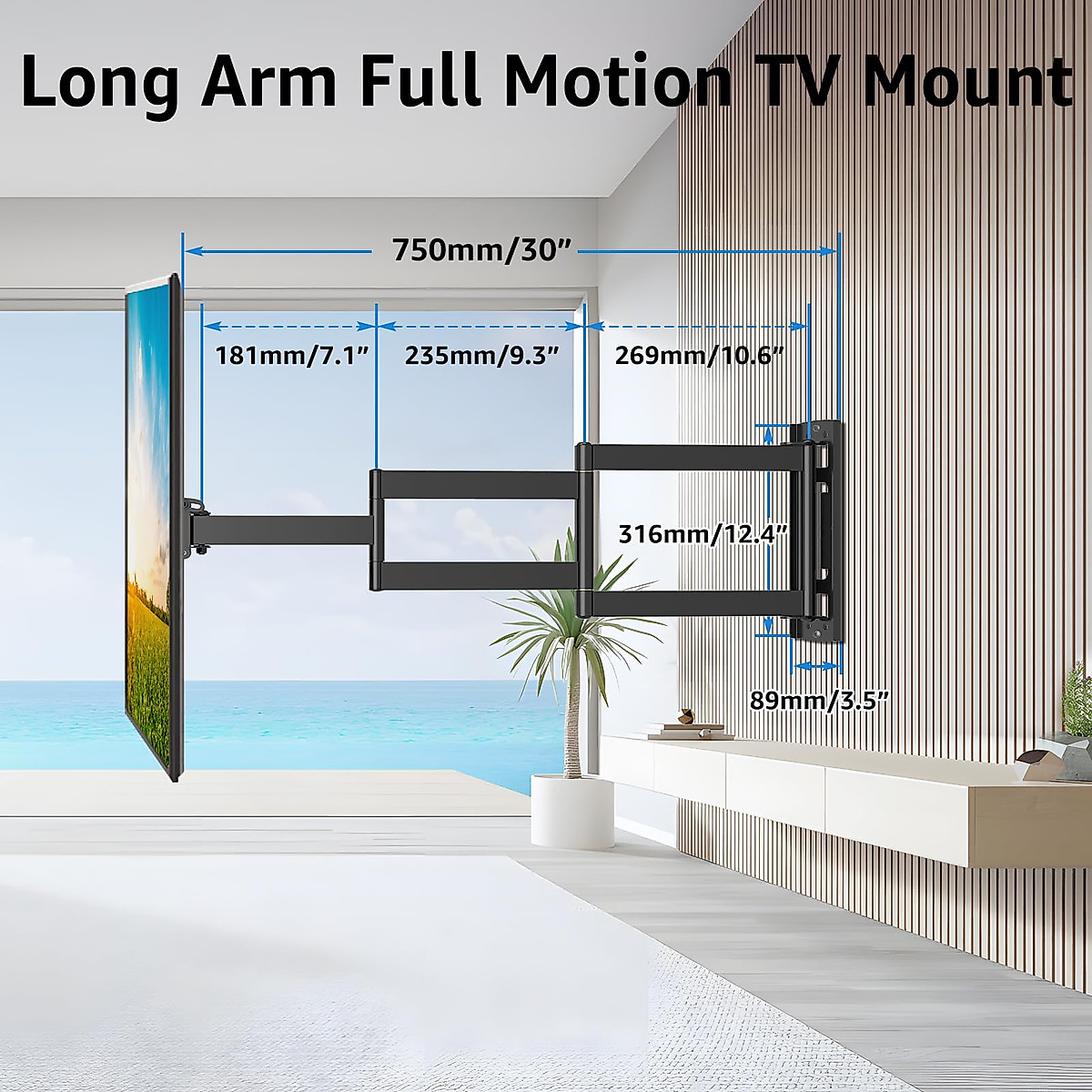 MOUNTUP Corner TV Wall Mount 30 inch Long Arm TV Mount for Most 26"-60" TVs, Full Motion TV Mount Articulating Wall Mount TV Bracket Max VESA 400x400mm, Smoothly Extendable, Holds up to 77 lbs MU0057