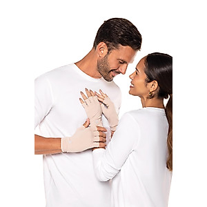Coolibar UPF 50+ Men's Women's Ouray UV Fingerless Sun Gloves - Sun Protective (Small- Beige)