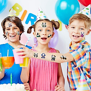 Allberll Panda Party Favor 144Pcs Temporary Tattoos 24 Sheet for Panda Birthday Party Decorations supplies Green