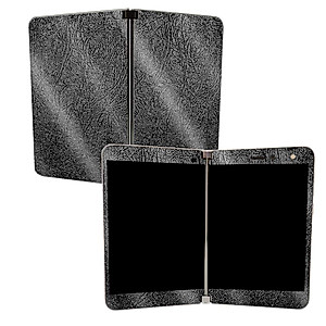 MIGHTY SKINS MightySkins Glossy Glitter Skin for Microsoft Surface Duo - Black Leather | Protective, Durable High-Gloss Glitter Finish | Easy to Apply, Remove, and Change Styles | Made in The USA