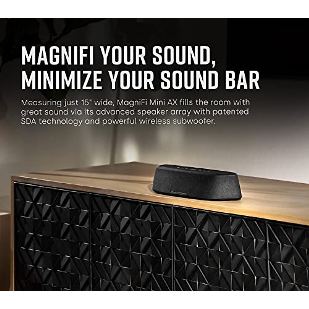 Polk MagniFi Mini AX Sound Bar (2022 Model), Dolby Atmos and DTS:X Certified, Polk's Patented VoiceAdjust & SDA Technologies, Ultra-Compact Design, Easy Setup,Black