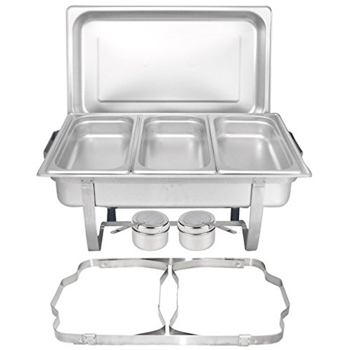 TigerChef Chafing Dish Buffet Set - Chaffing Dishes Stainless Steel - Chafer and Buffet Warmer Set with Steam Pans and Folding Frame - Food Warmers for Parties Buffets (1, 3 Third Inserts)