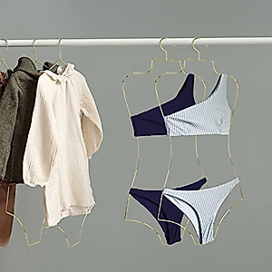 UTILE Lingerie Hangers Display Wire Metal Hangers Body Shape Bulk Hangers Gold Hangers for Clothes Bikini Swimwear Retail Hangers 10 Pack