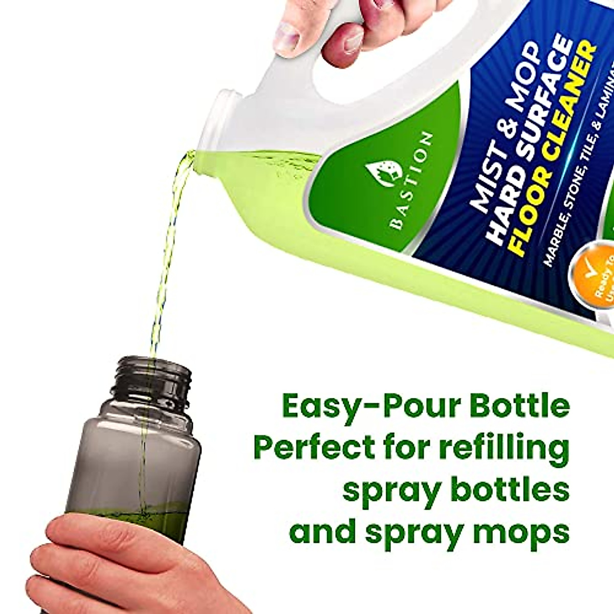 Hard Surface Liquid Floor Cleaner Solution Mist & Mop Ready-To-Use for Marble, Stone, Granite, Tile, Vinyl, Laminate, Linoleum - Multi-use - Safe, Gentle, & Natural - Removes Dirt, Stains, & Odors - Lemongrass Scent, 1 Gallon (128 oz.)