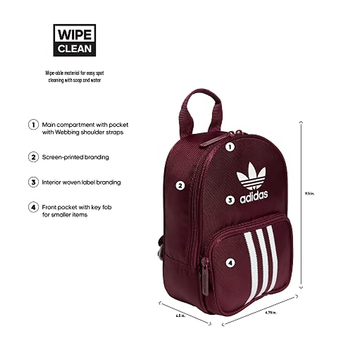 adidas Originals Women's Originals Santiago Mini Backpack, Victory Crimson Purple, One Size