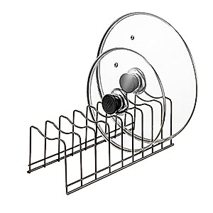 Y.Z.Bros Pot Lid Holder Organizer, Kitchen Countertop Storage Rack Cutting Boards, Bakeware, Pots & Pans, Serving Trays, Reusable Containers in Cabinet Pantry, Stainless Steel