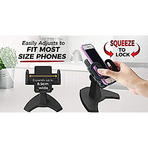 Desk Call by Cup Call Desktop Phone Mount - View Your Cell Phone at Any Angle - Fully Adjustable Phone Stand Great for Video Chatting - Tilts & Rotates for Easy Viewing - Easy Phone Charging Access