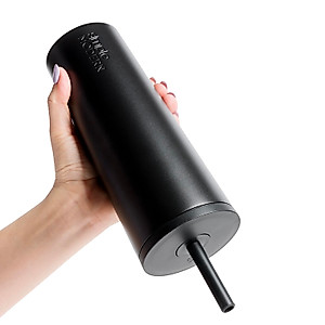 Simple Modern Insulated Tumbler with Lid and Straw | Leak-Proof Iced Coffee Cup | Ceramic-Lined Stainless Steel Travel Mug | Gifts for Women Her Him | Classic Signature | 24oz | Midnight Black