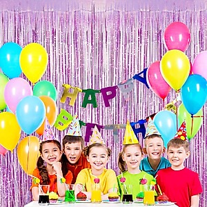 Light Purple Fringe Curtain Backdrop, 2 Pack Tinsel Foil Fringe Curtains Party Decorations Streamers, Xmas Light Purple Metallic Glitter Backdrop for Birthday Wedding Bridal Shower Photo Booth