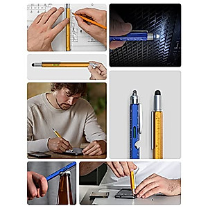 Stocking Stuffers Gift for Men-Multi Tool Pen Construction Tools,Cool Gadgets for Dad Husband Grandpa ,Fathers Gifts Ideas for Engineer Woodworkers Carpenter Stylus,Ruler,Level,Screwdriver,Flashlight