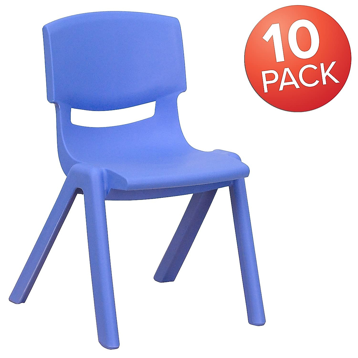 Flash Furniture 10 Pack Blue Plastic Stackable School Chair with 12'' Seat Height