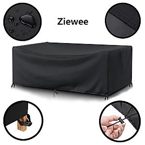 Ziewee Outdoor Patio Furniture Covers Waterproof 120" L x 40" W x 28" H Rectangular Outdoor Table and Chair Set Cover 600D Wind Dust Proof Anti-UV Durable Patio Sectional Couch Cover 300x100x71cm