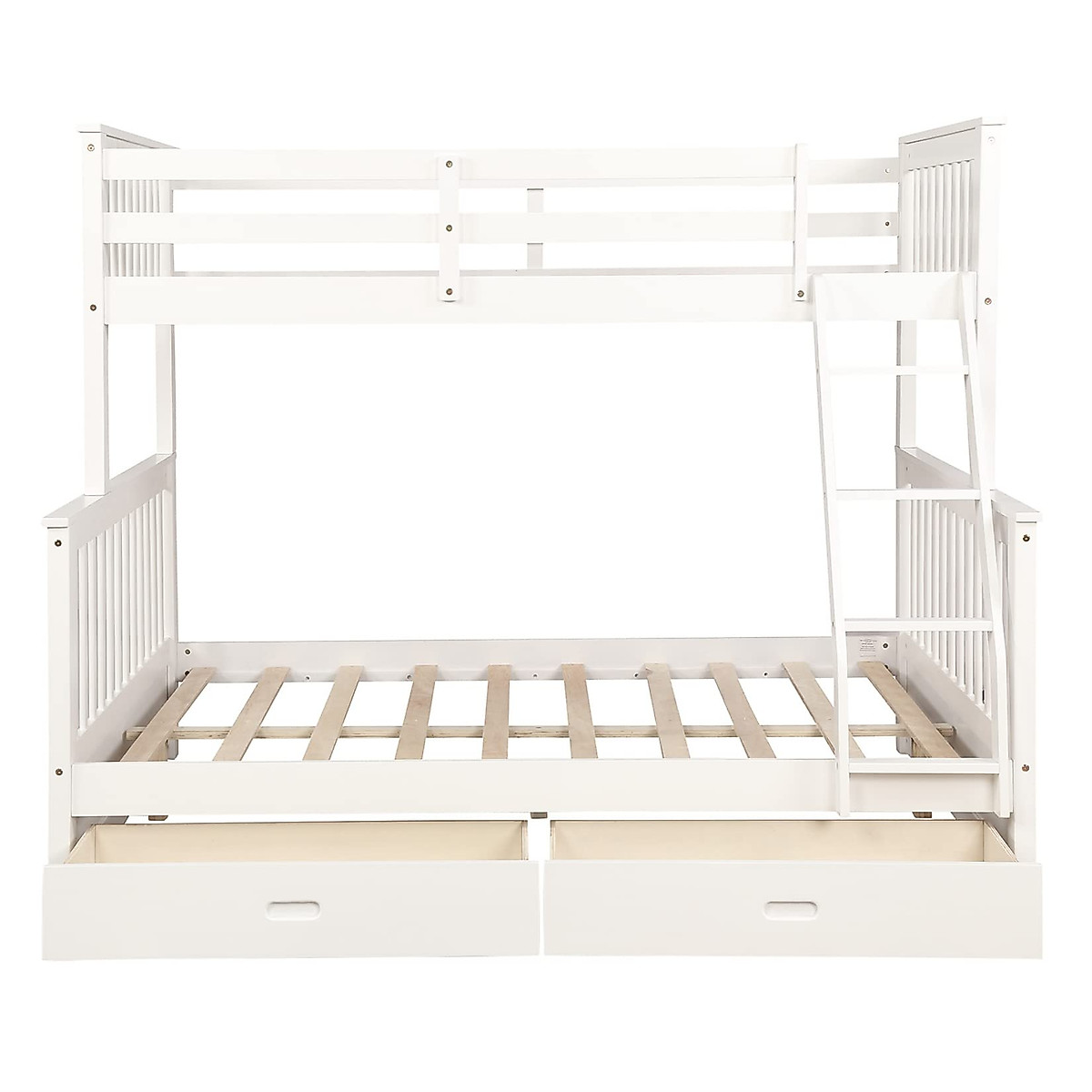 Harper&Bright Designs Twin-Over-Full Bunk Bed with Ladders and Two Storage Drawers,Space-Saving Design,White
