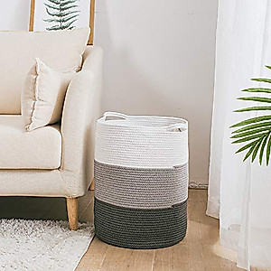 Nerseki Cotton Rope Hamper Basket 16"x18" (3-toned Gray)